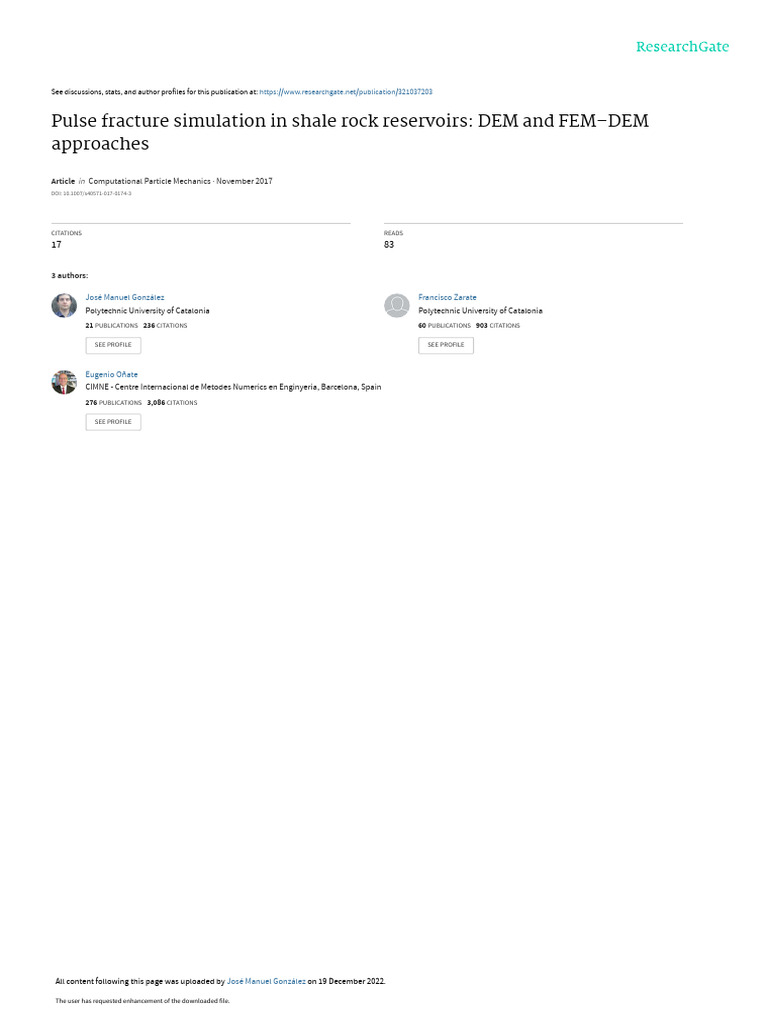 Pulse Fracture Stimulation in Shale Rock Reservoirs - DEM and FEM-DeM ...