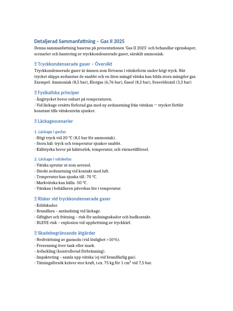 Sammanfattning Gas II 2025 | PDF