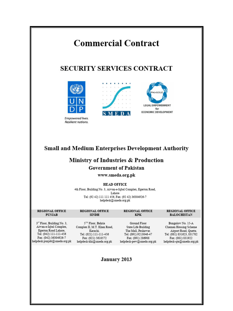 Security Services Contract | PDF | Indemnity | Employment