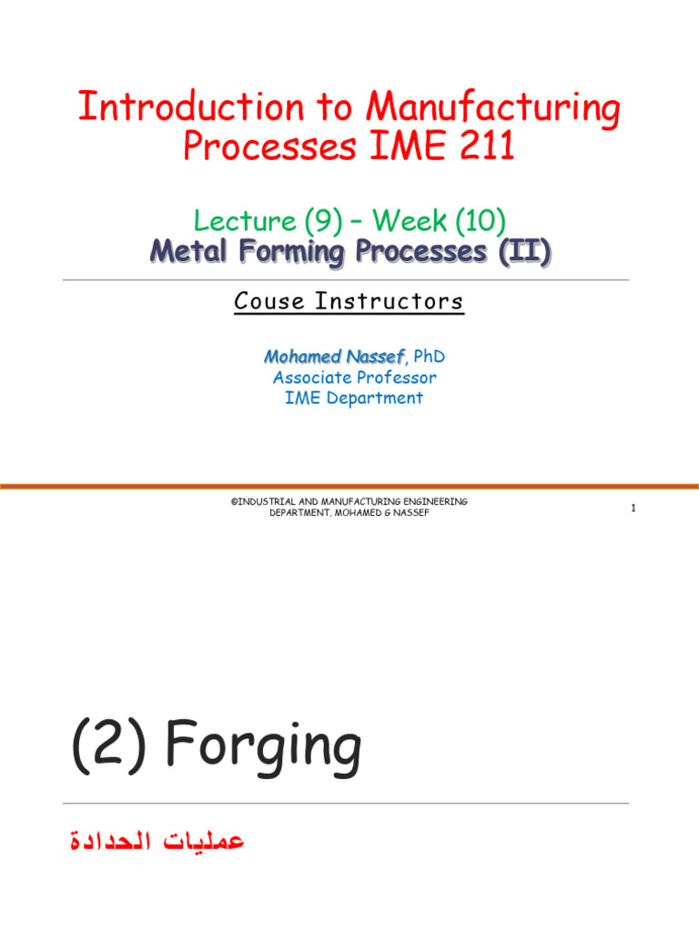Lecture 9 Forming Processes 2 | PDF | Forging | Extrusion