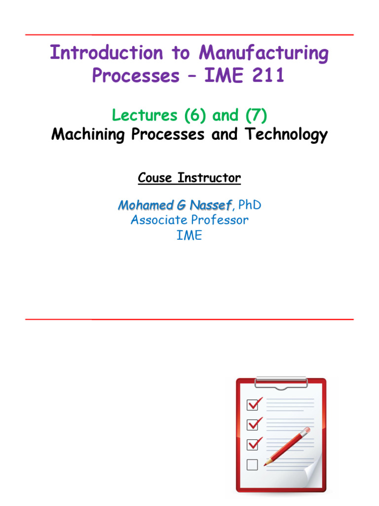 Lecture 6 and 7 Machining Operations | PDF | Machining | Drilling