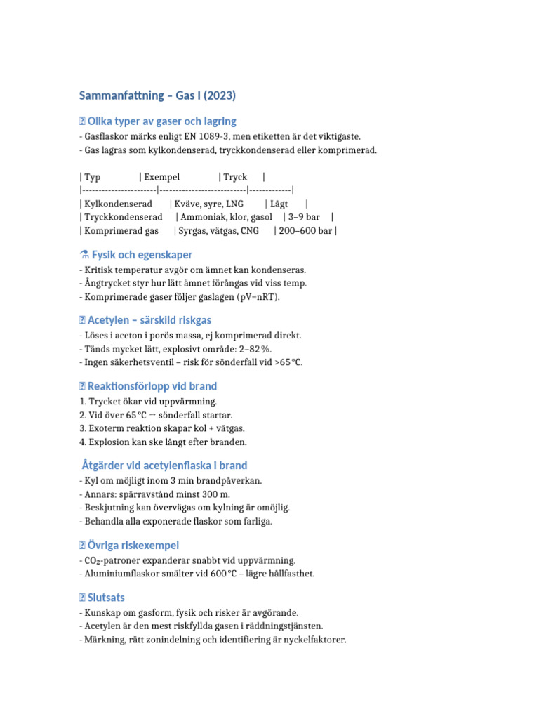 Sammanfattning Gas I 2023 | PDF