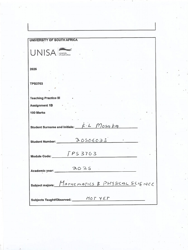 TPS3703 Ass 1 20506023 KL Mosa | PDF | Learning | Educational Assessment