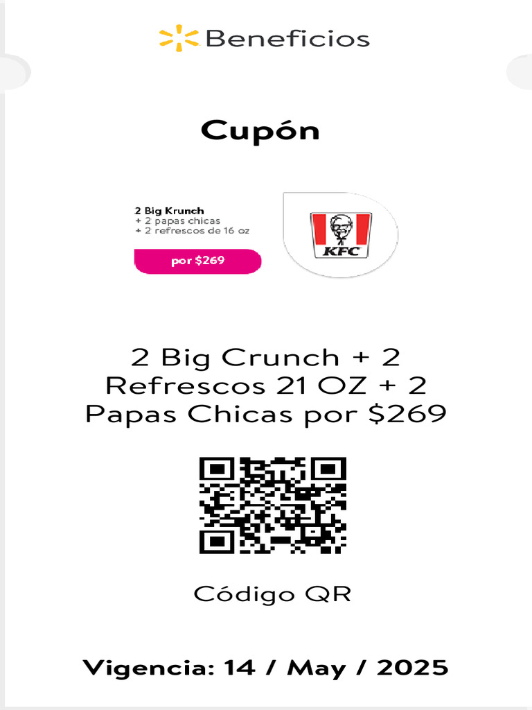 Combo KFC: 2 Big Crunch y Refrescos | PDF