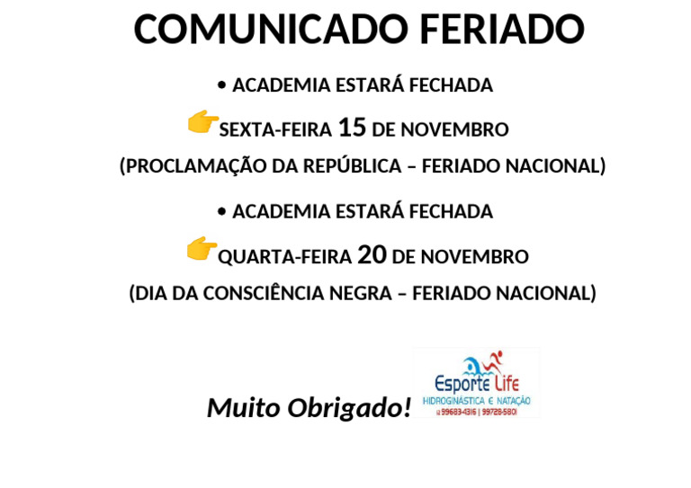 Comunicado FERIADO | PDF