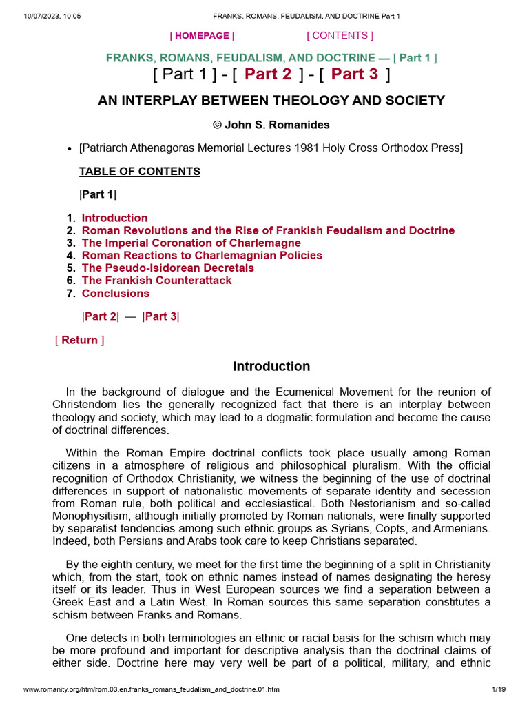 FRANKS, ROMANS, FEUDALISM, AND DOCTRINE Part 1 | PDF | Charlemagne | Pope