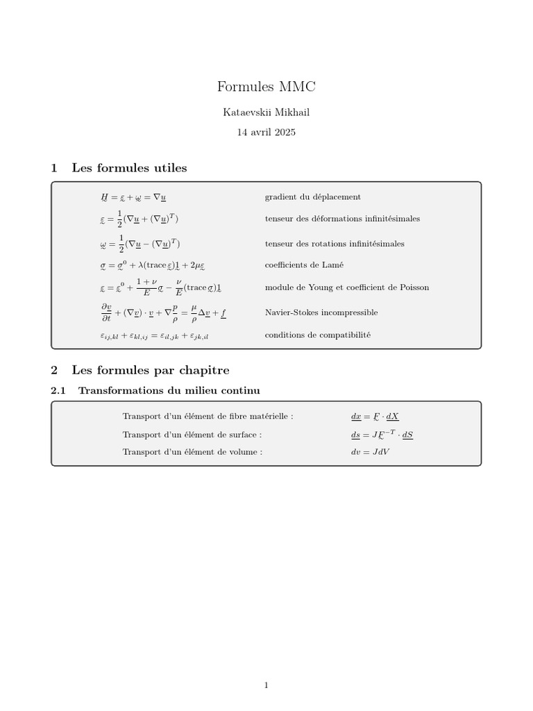 Formules de Tenseurs Fluides | PDF | Élasticité (Physique) | Fluide