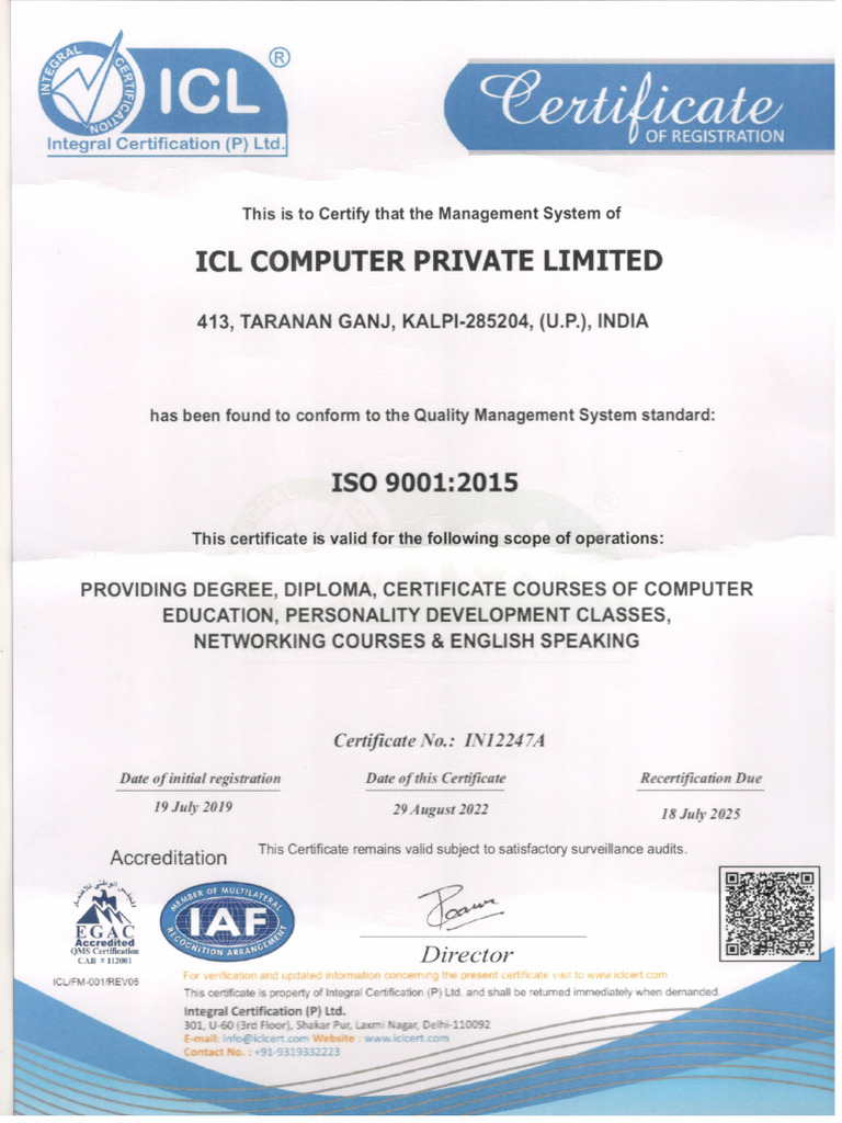 Certificate Icl | PDF