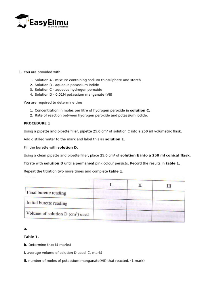 KCSE 2023 Chemistry Paper 3 Guide | PDF | Titration | Chemistry