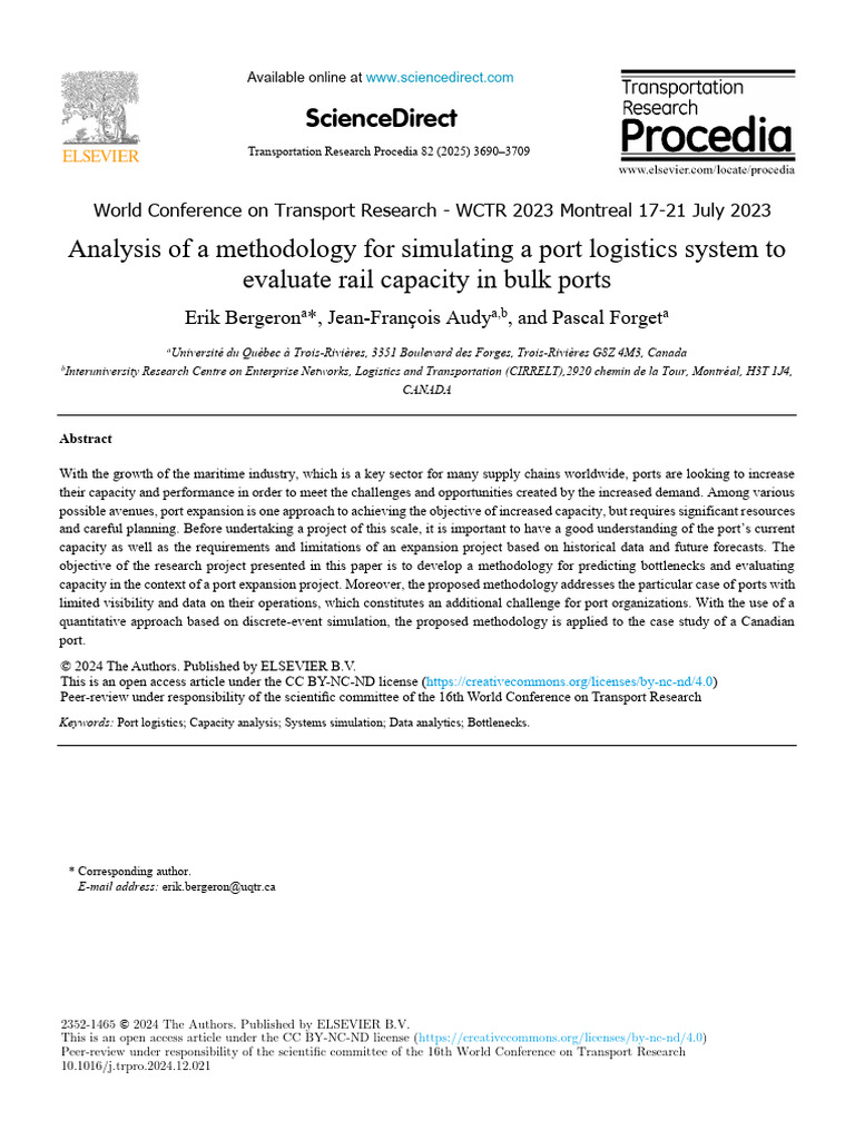 Port Logistics Capacity Analysis Methodology | PDF | Port | Simulation