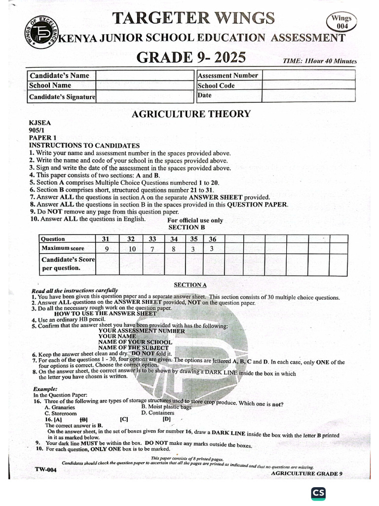 Targeter Wings 004 Grade 9 Agric | PDF