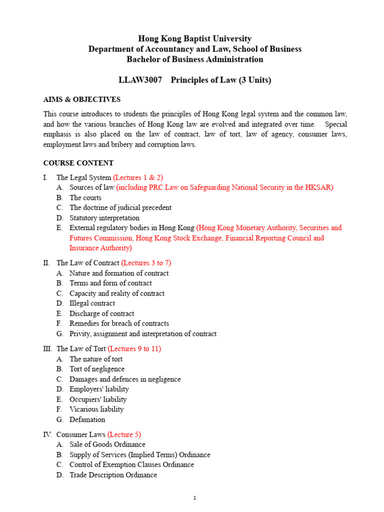 Course Outline | PDF | Tort | Legal Liability