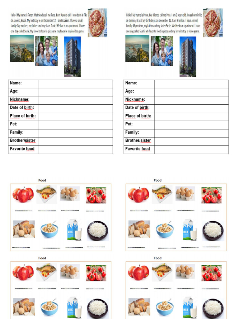 Atividades About Food 3º Ano Chapter 2 1 Etapa | PDF