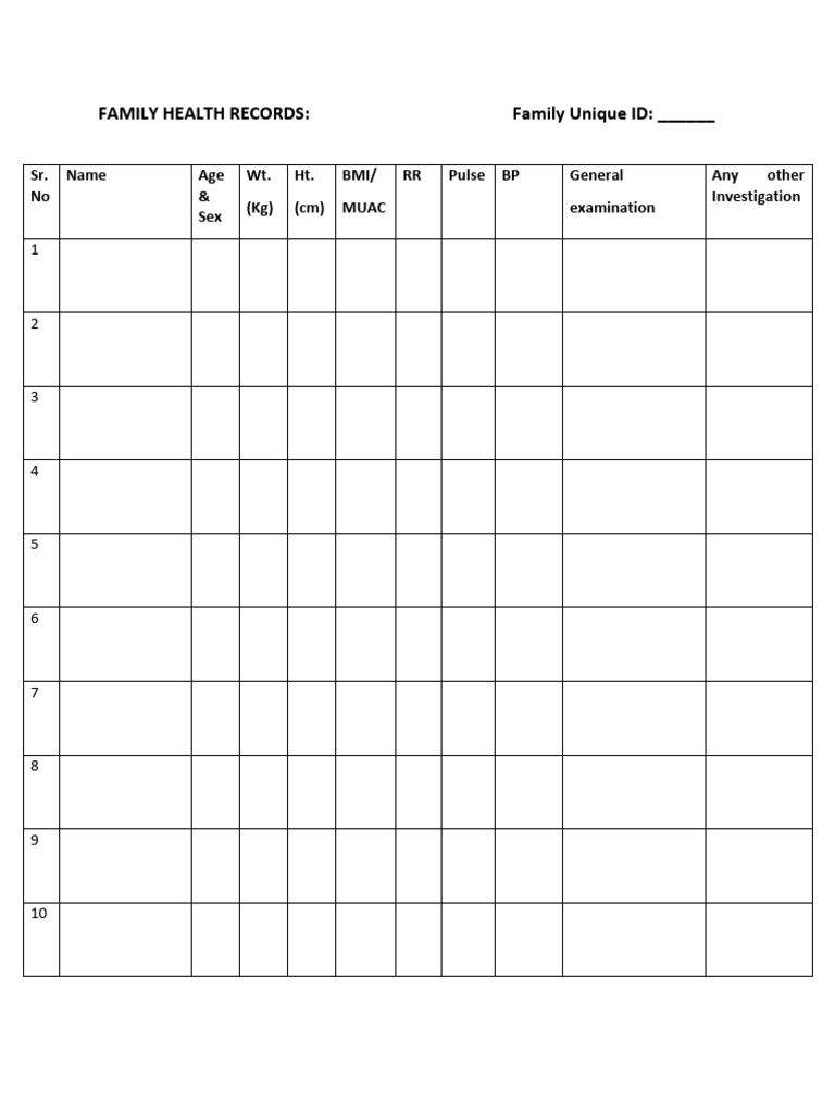 Family Health Records | PDF