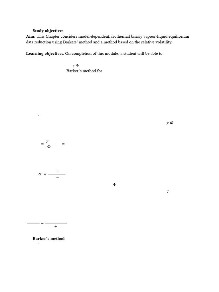 6-VLE Data Reduction - Gamma-Phi Approach | PDF | Distillation ...