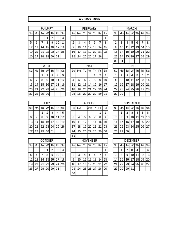 Workout Schedule 2025 | PDF