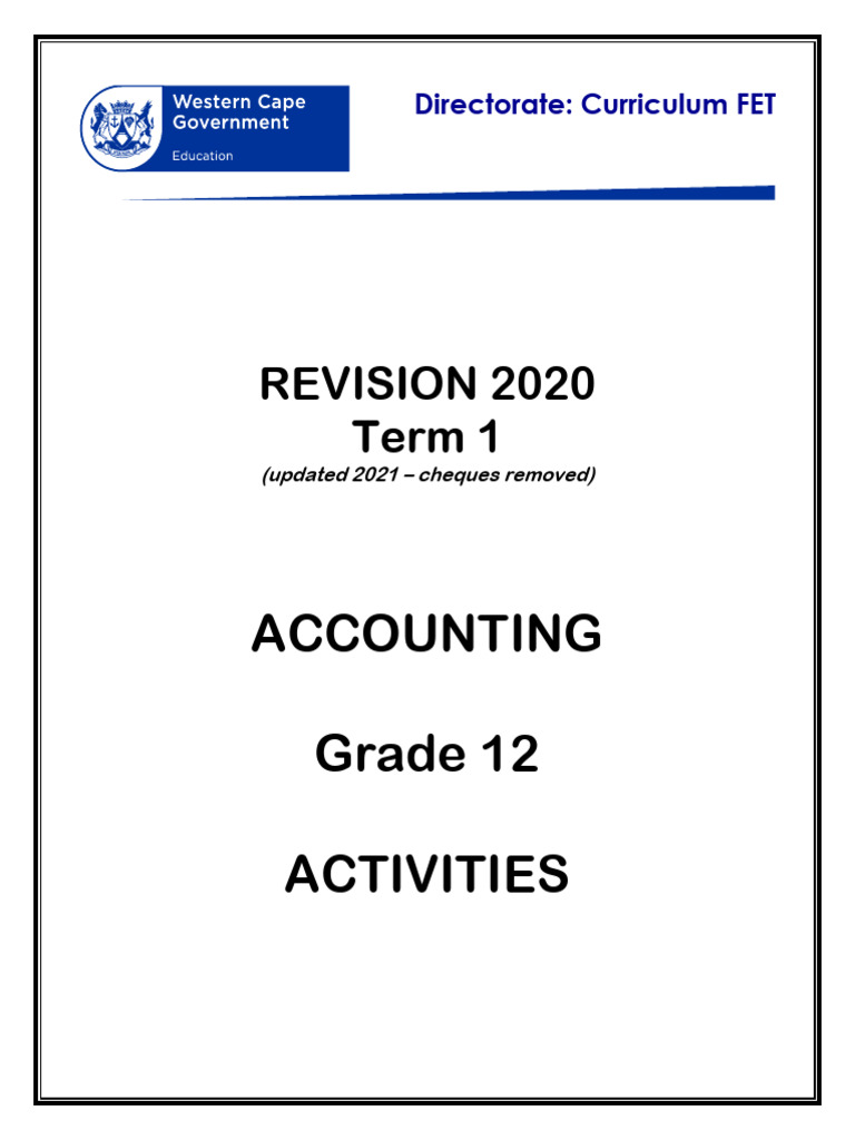 2020 Acc GR 12 T1 Revision Activity Book ENG Updated 2021 | PDF ...