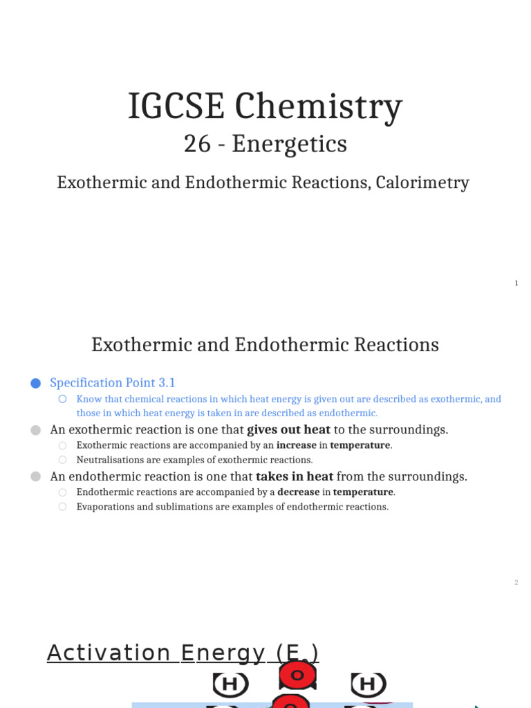 IGCSE-Chemistry-Lecture-26_-Energetics | PDF | Enthalpy | Chemical ...