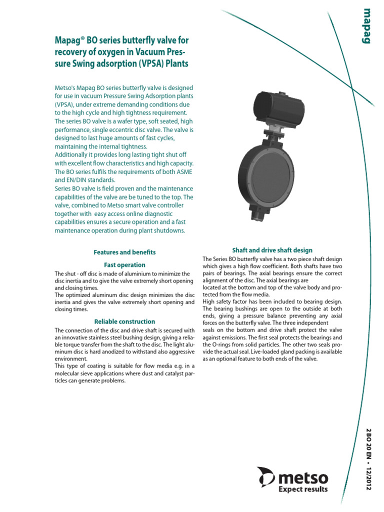 Mapag BO Series Butterfly Valve For Recovery of Oxygen in Vacuum ...