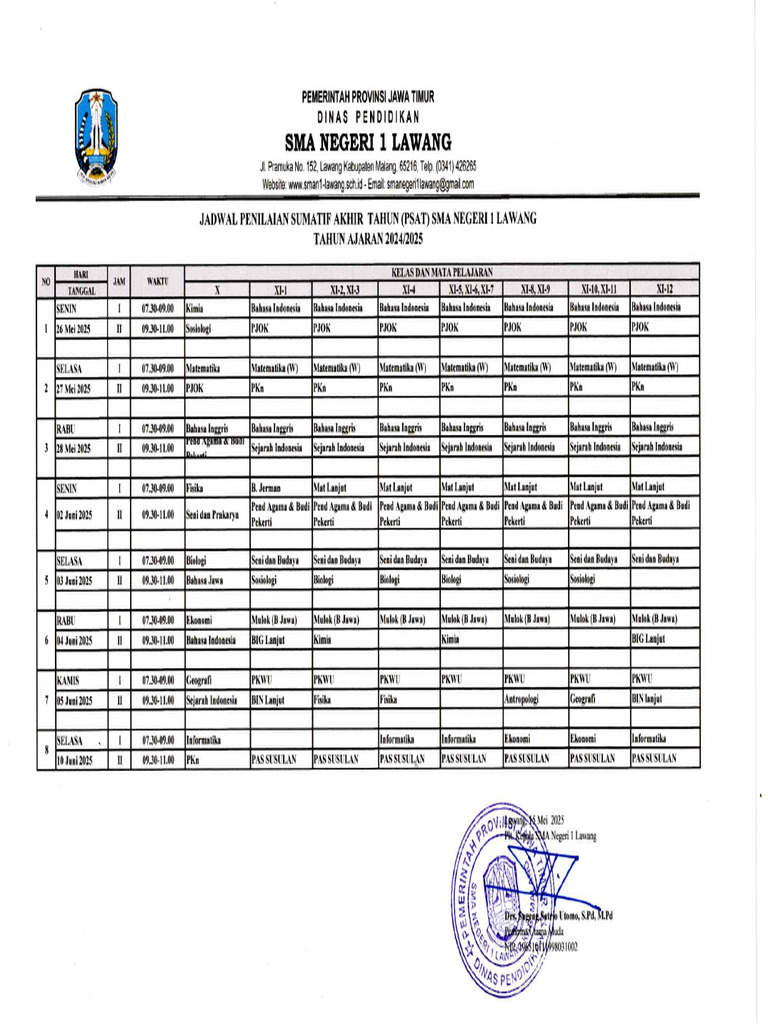 Jadwal PSAT 2024-2025 | PDF