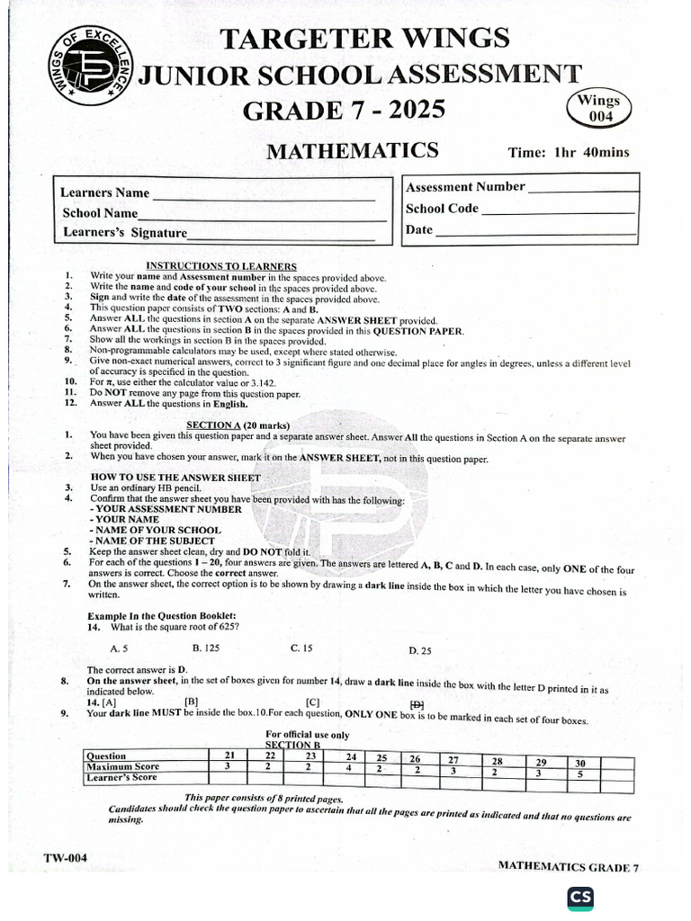 Targeter W G7 004 Maths | PDF