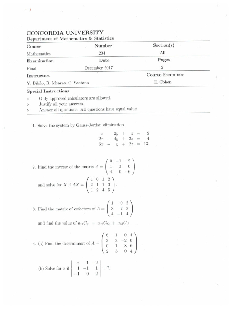 Sample Final Exam | PDF
