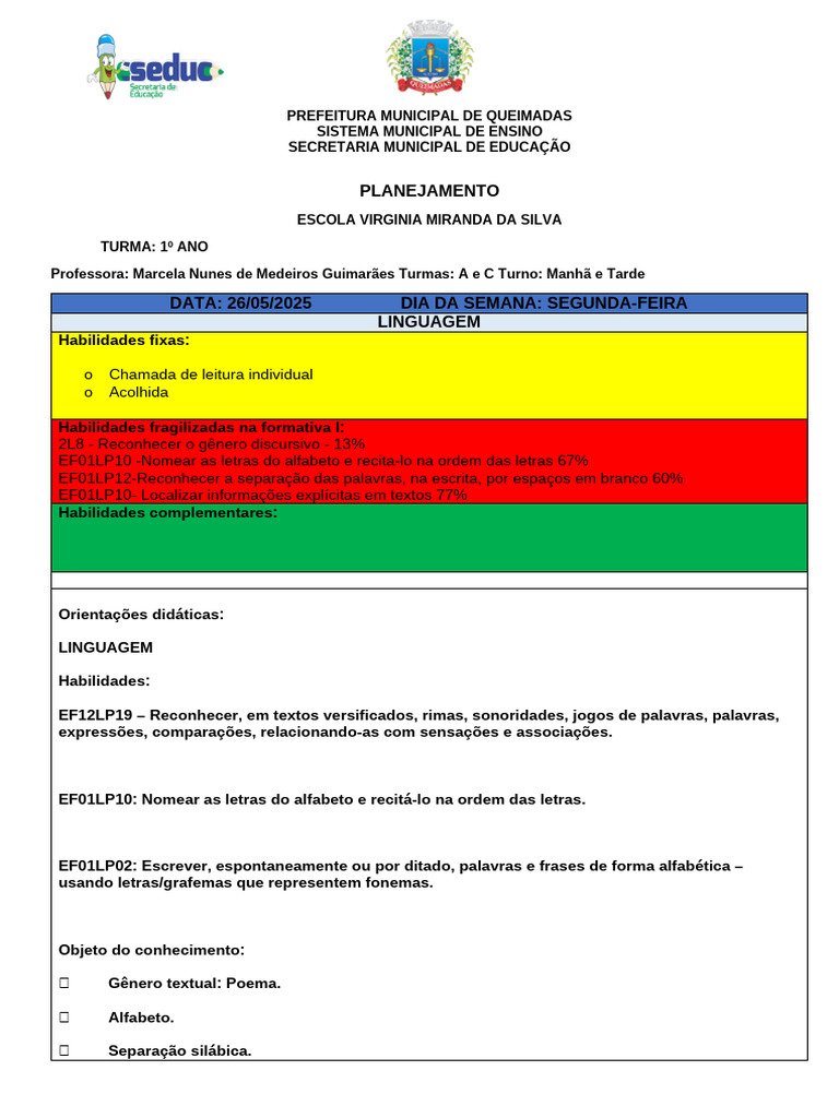 Plano Fixo 1 Ano Editando Agora | PDF | Alfabeto | Escrita