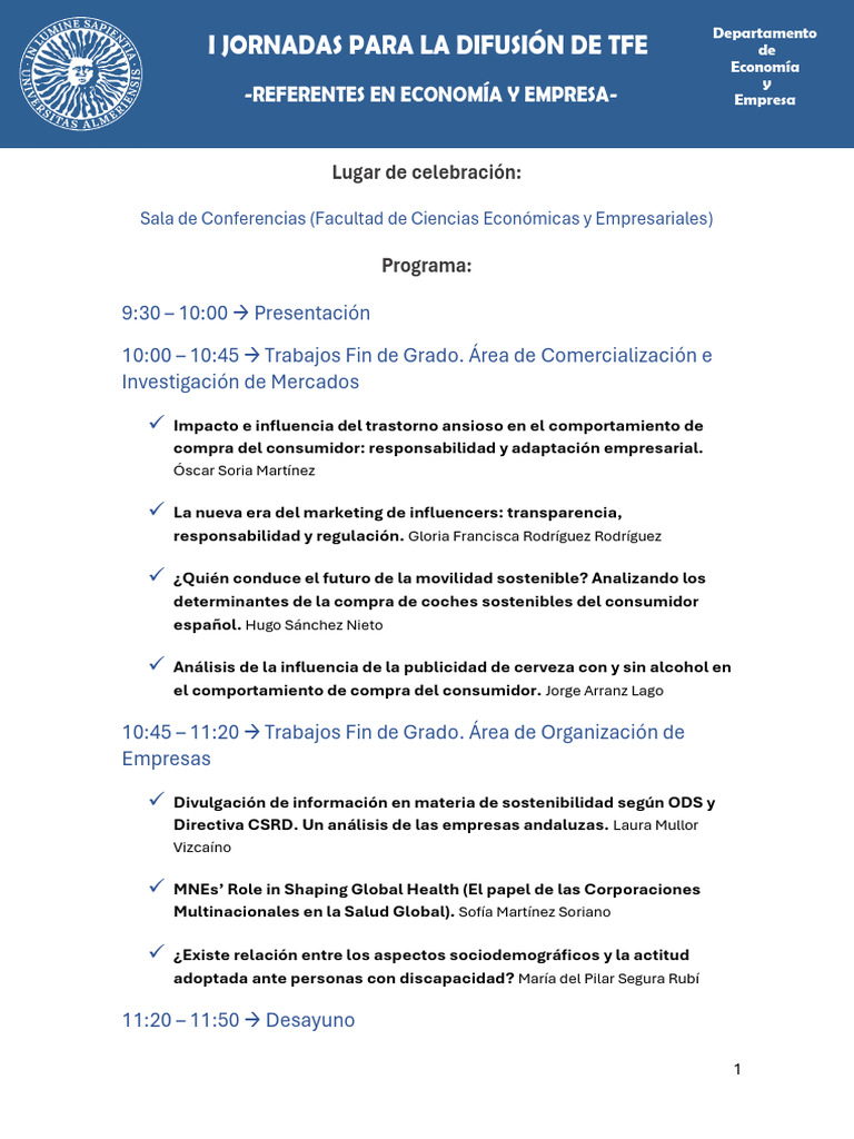 Programa Jornadas | PDF | Economias