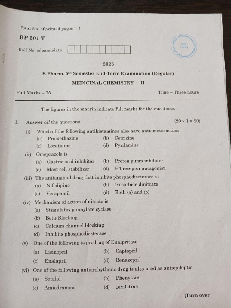 5 TH Sem Papers B.pharm | PDF
