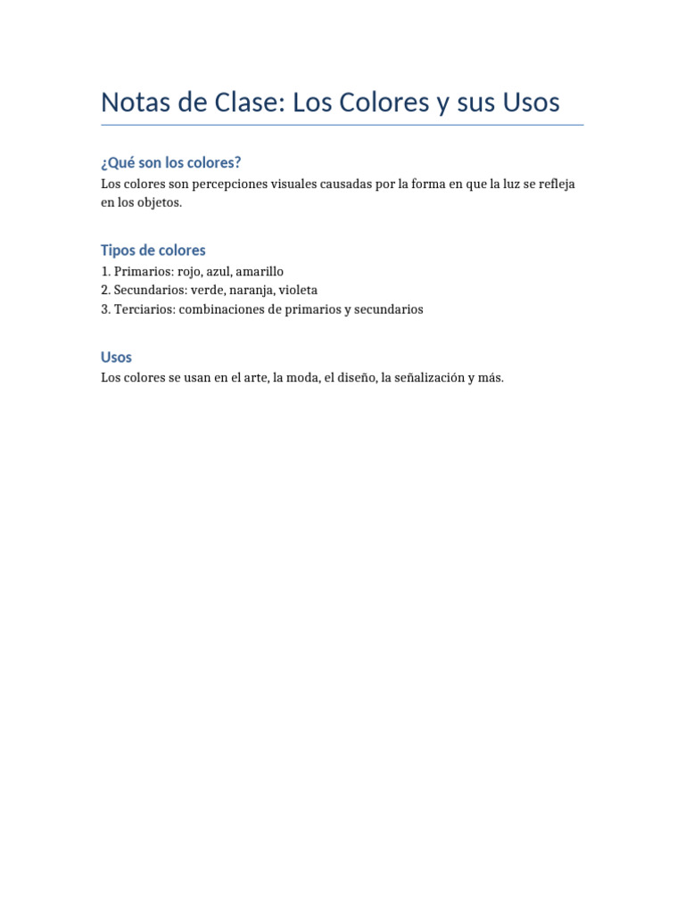 Notas Clase Colores | PDF