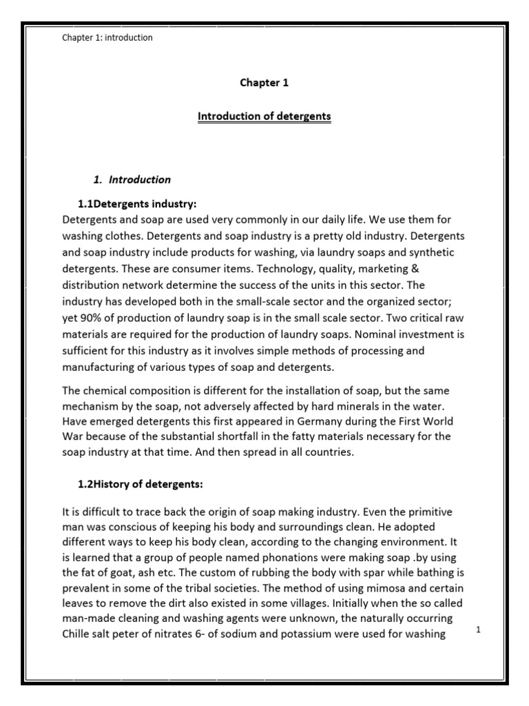 Chapter One1number (Autosaved) - Copy | PDF | Detergent | Soap