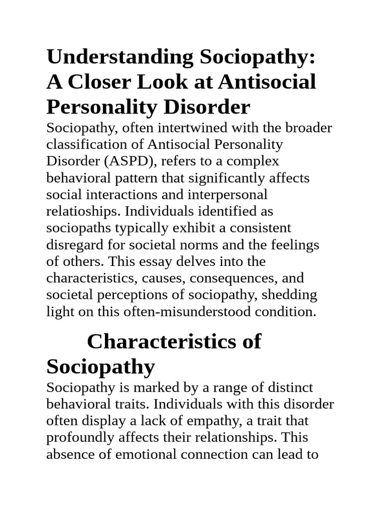 Understanding Sociopathy and ASPD | PDF | Psychopathy | Antisocial ...