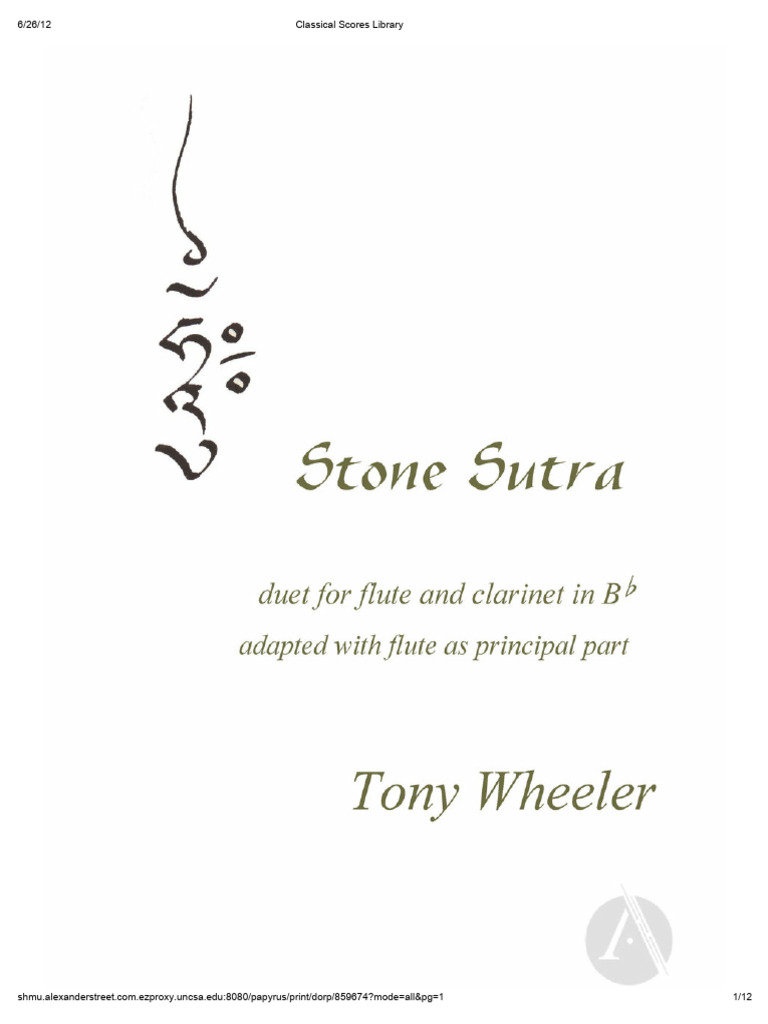 Wheeler - Stone Sutra For Flute and Clarinet | PDF
