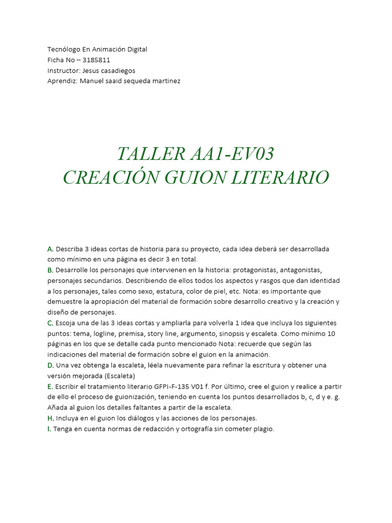 Creación Guion Literario Sena | PDF | Amor | Incendios