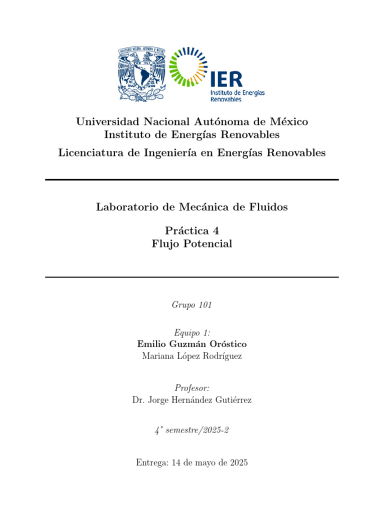 MecaFlu_Lab_P4_tipoflujo | PDF | Numero Reynolds | Viscosidad