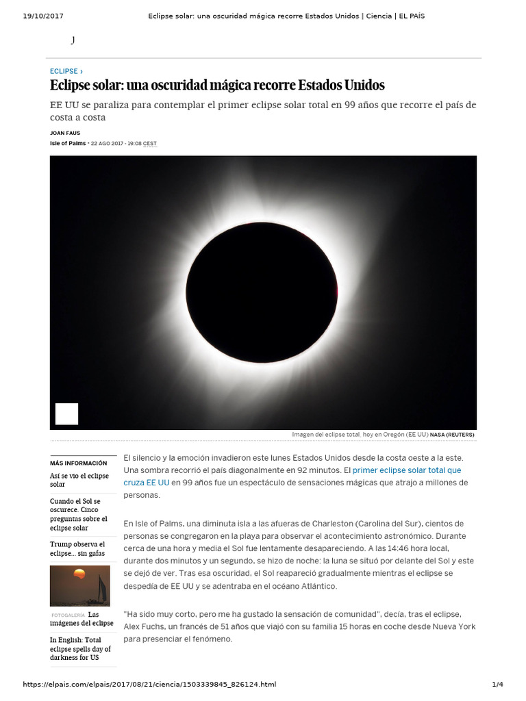7.4 Anexo Noticia Eclipse | PDF | Eclipse solar | Eclipse
