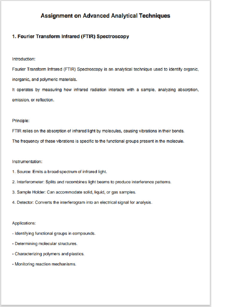 Assignment Advanced Analytical Techniques | PDF