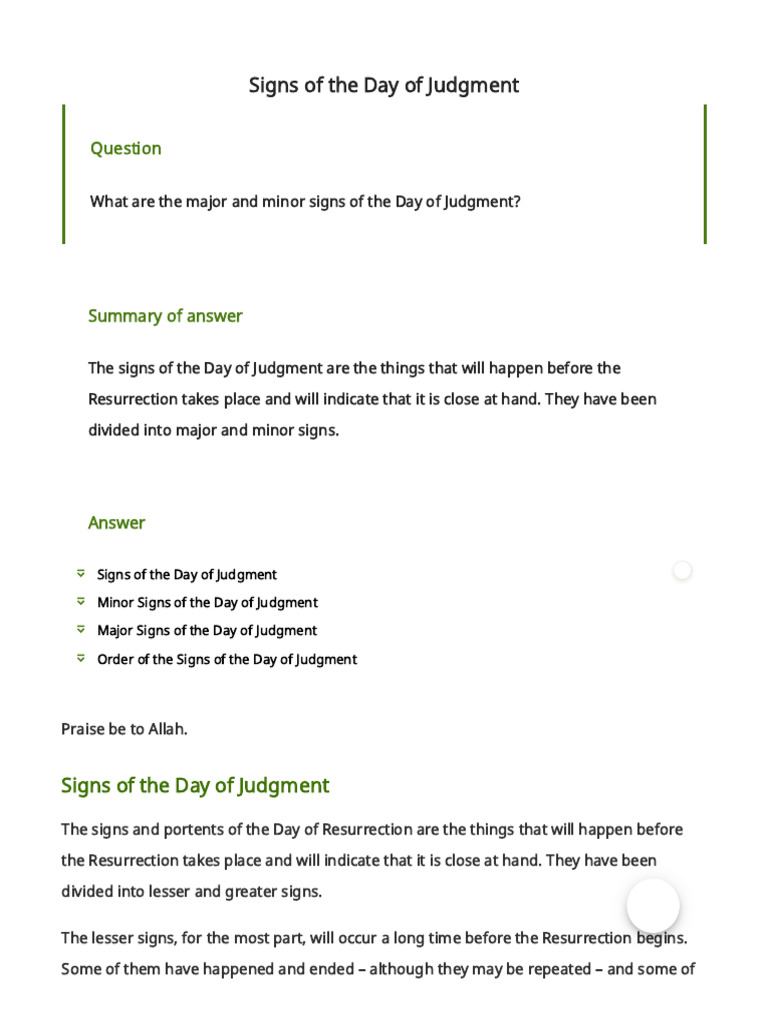 Signs of The Day of Judgment - Islam Question & Answer | PDF | Jesus In ...