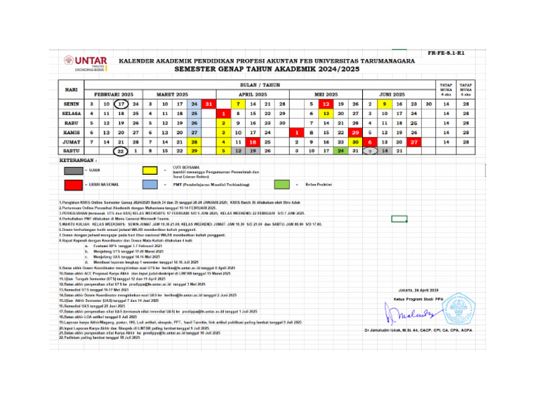 Rev-Kalender Akademik PPA Genap 2024-2025 | PDF