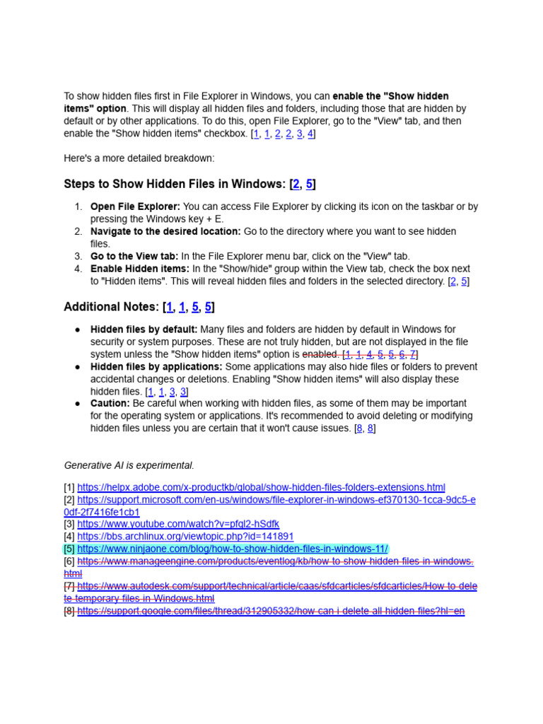 Show Hidden Files in Windows | PDF