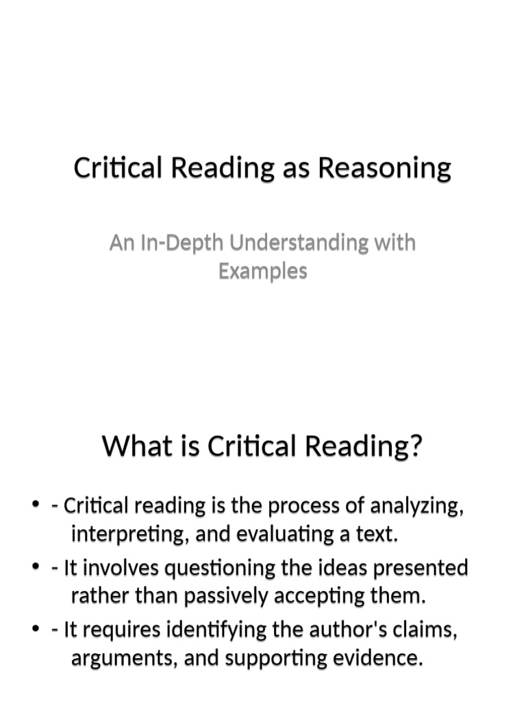 Critical Reading as Reasoning Expanded Copy | PDF | Argument | Reason