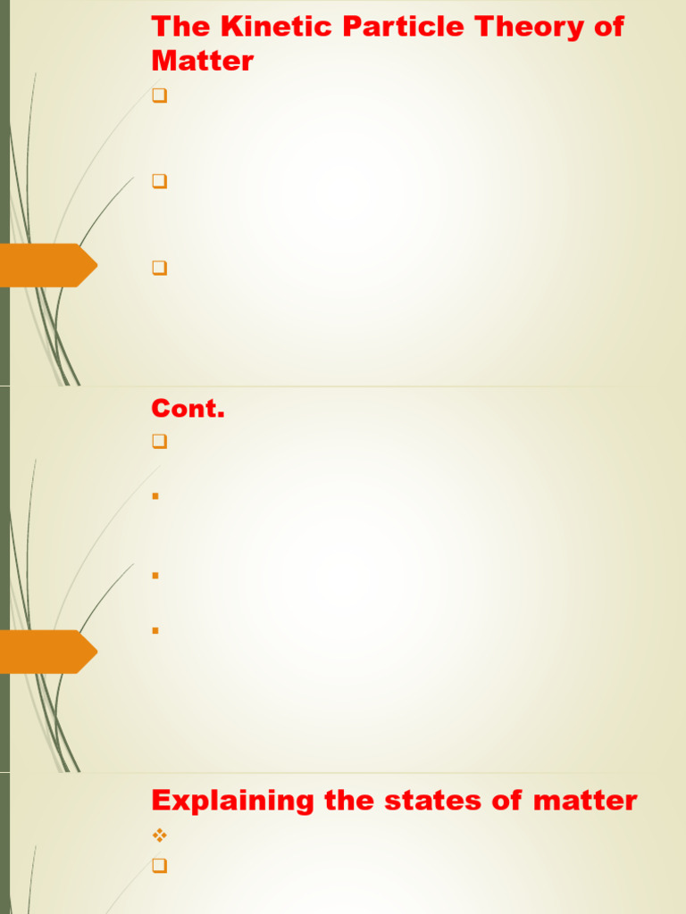 Kinectic theory of matter | PDF | Gases | Liquids