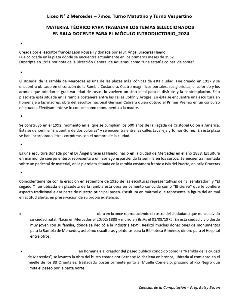 Material Teorico para Trabajar Los Temas Seleccionados en Sala Docente para El Moculo Introd | PDF