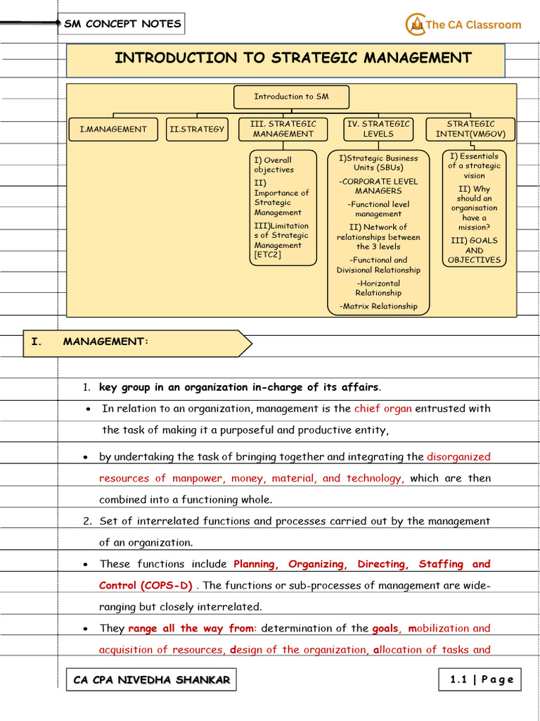 Chapter 1 - Introduction To Strategic Management | PDF | Strategic ...