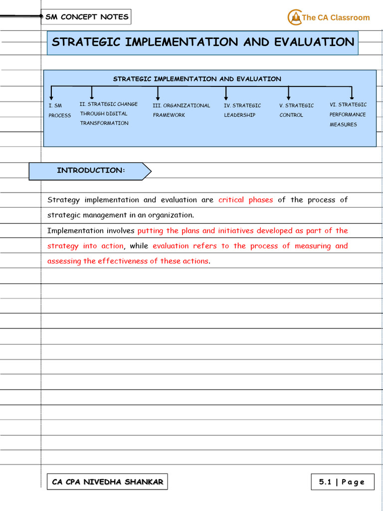 Chapter 5 - Strategic Implementation Evaluation | PDF | Strategic ...