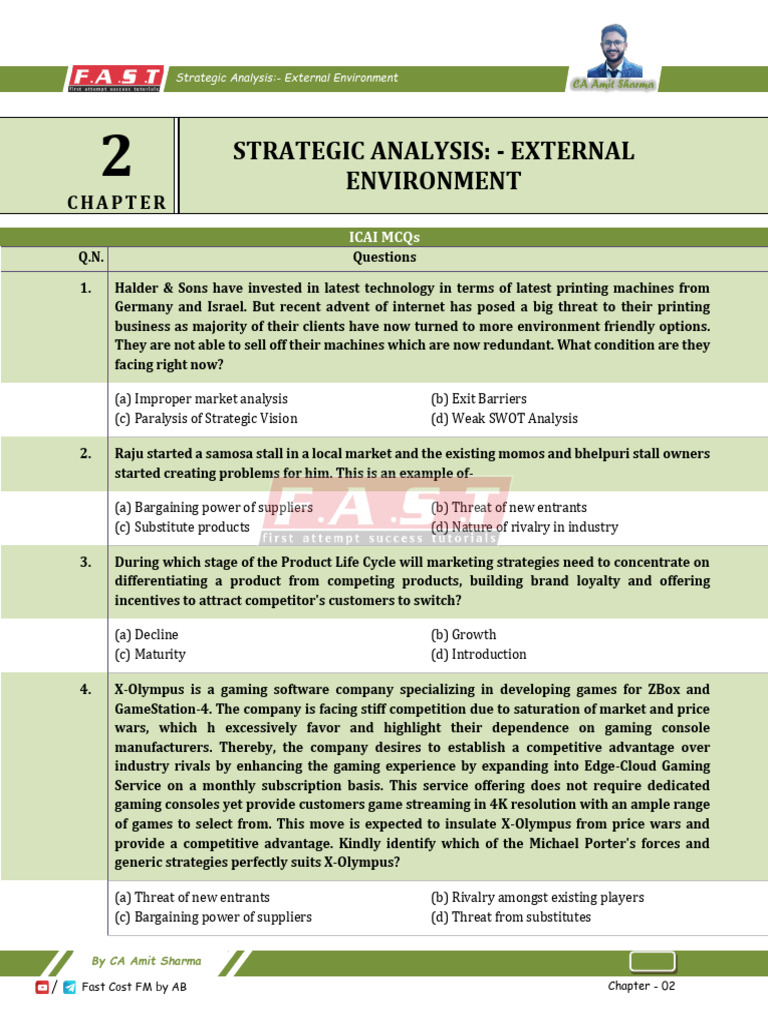 Chapter 2 - Strategic Analysis External Environment | PDF | Supply Chain | Profit (Economics)