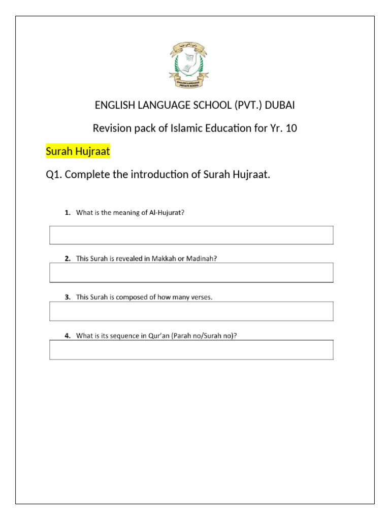 Yr-10-Islam Revision Pack 2022-23 | PDF | Muhammad | Abrahamic Religions