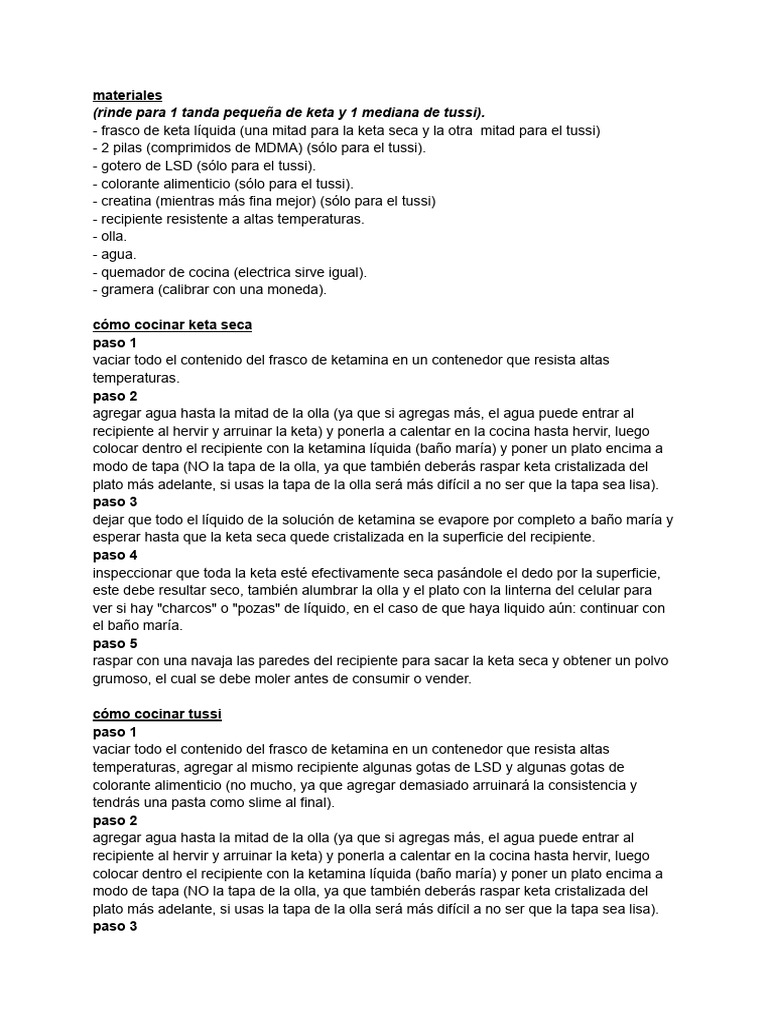 Receta para preparar Tussi y Keta | PDF | Hirviendo | Líquidos