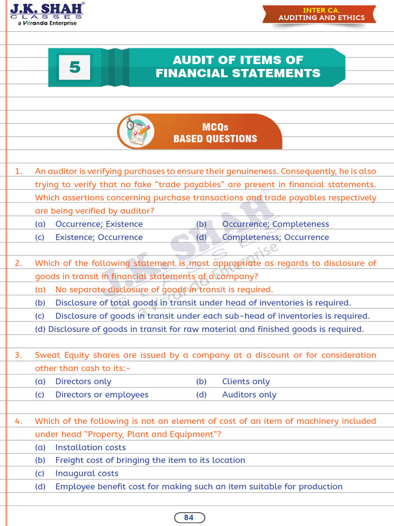 12. Audit Mcq Book-87-114 | PDF | Expense | Depreciation
