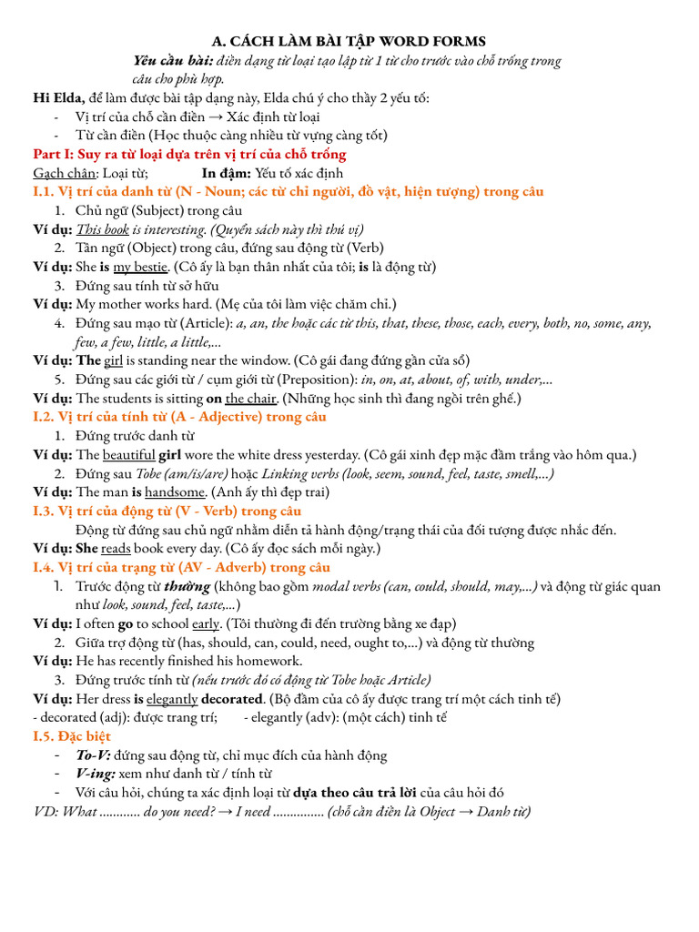 Verb Forms Instructions | PDF